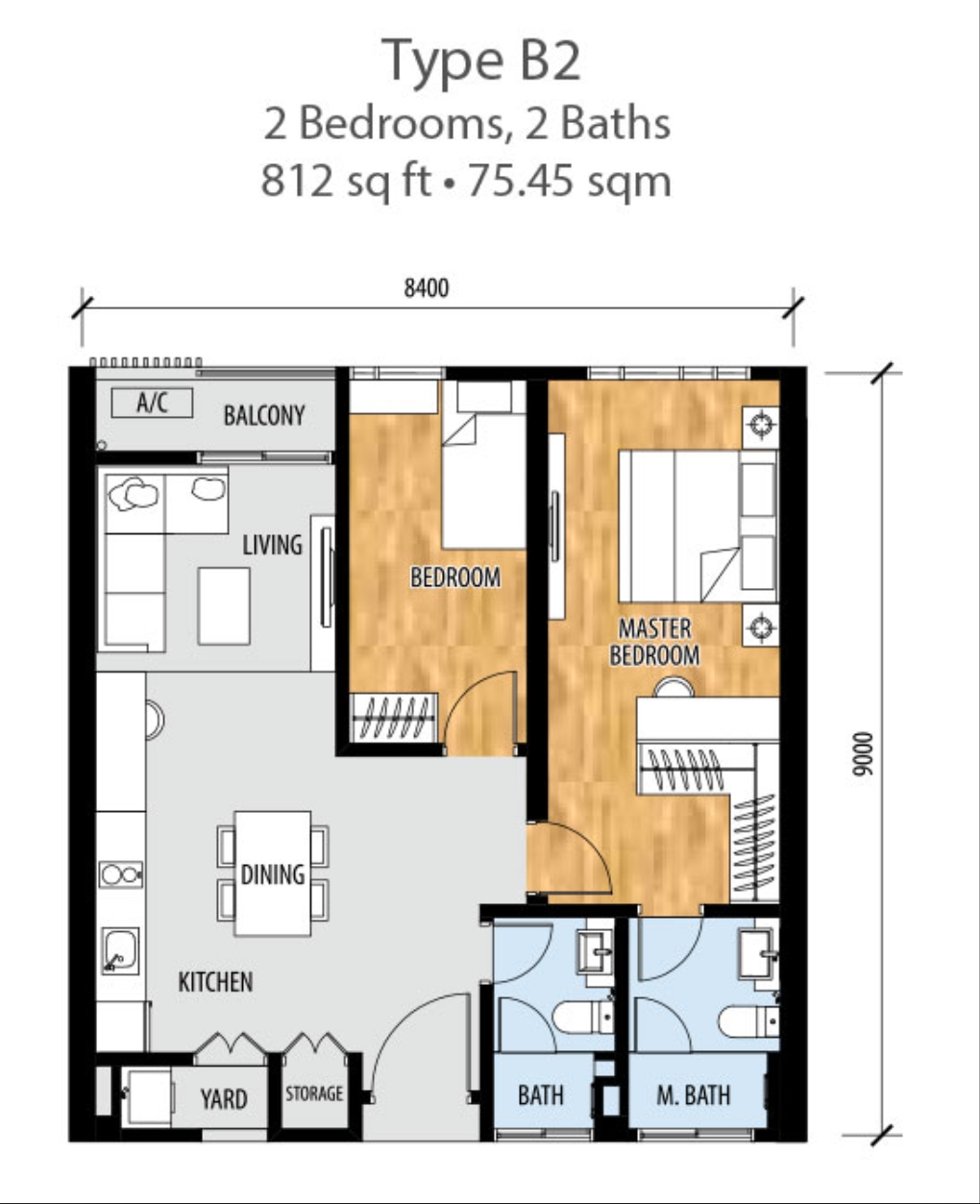 Sentral-Suites-Unit-Layout-Type-B2-812-sq-ft | KLCC Condominium