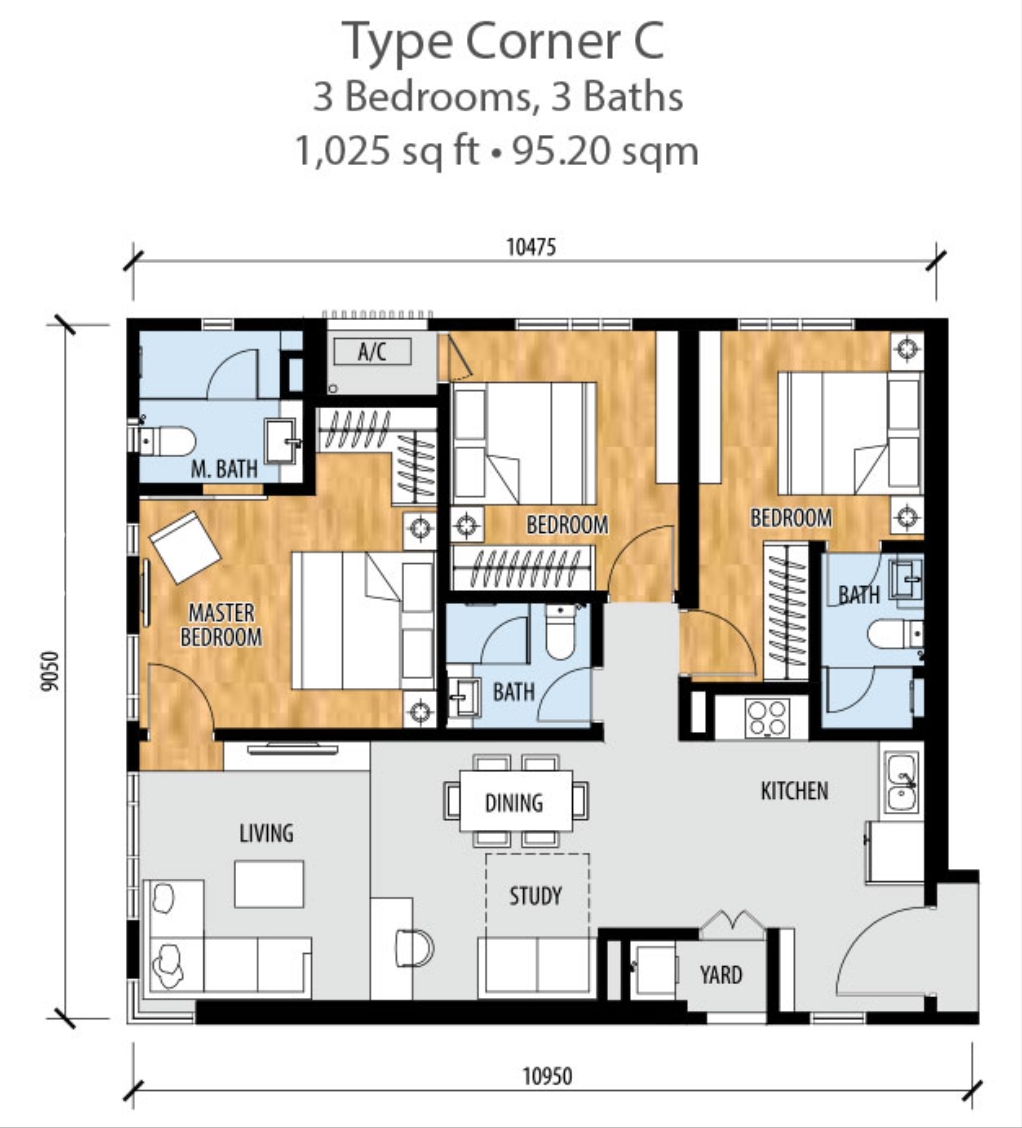 Sentral-Suites-Unit-Layout-Type-C-1025-sq-ft | KLCC Condominium