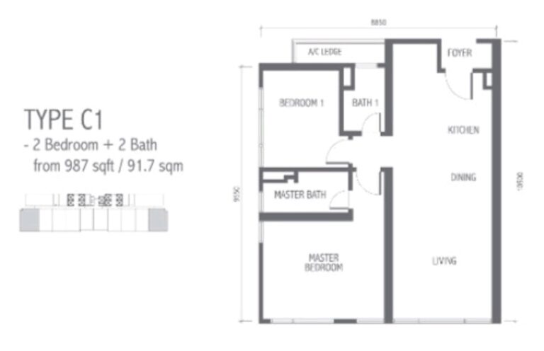 8-Kia-Peng-Luxury-Residence-Floor-Plan-987-sq-ft-KLCC | KLCC Condominium